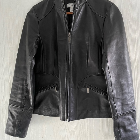 Calvin Klein | Jackets & Coats | Calvin Klein Black Leather Jacket ...